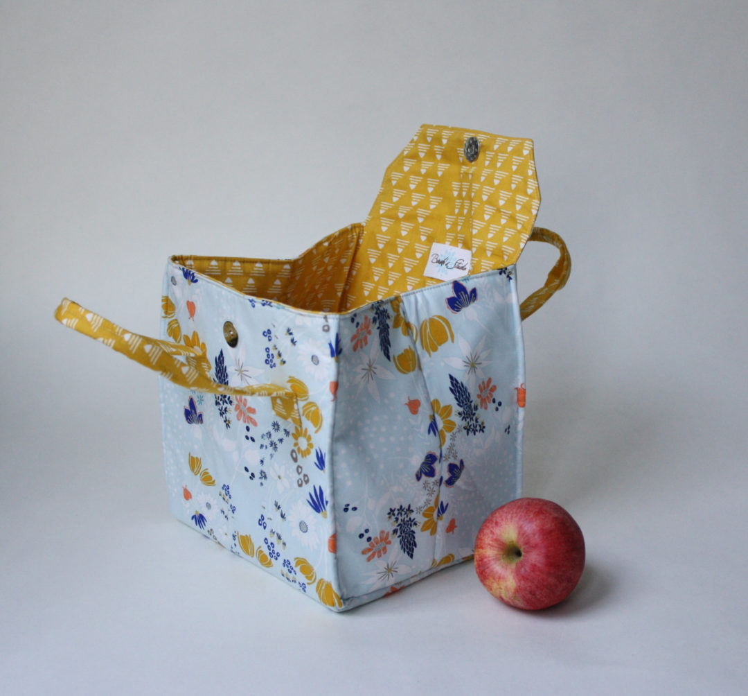 Floral and Mustard Lunch Bag with Magnetic Snap | Binski's Studio