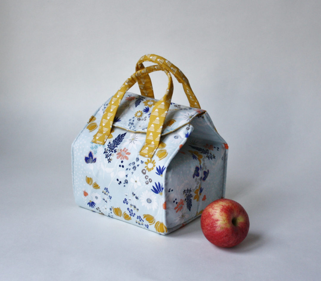 Floral and Mustard Lunch Bag with Magnetic Snap | Binski's Studio
