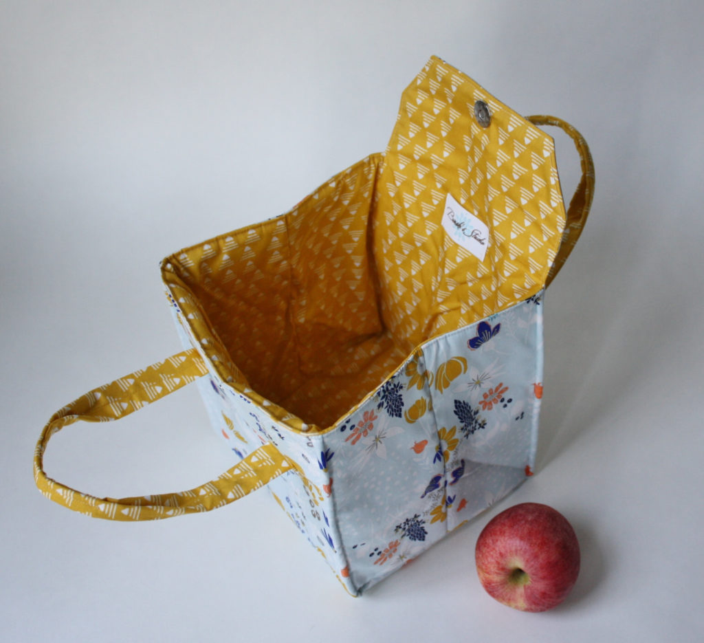 Floral and Mustard Lunch Bag with Magnetic Snap | Binski's Studio