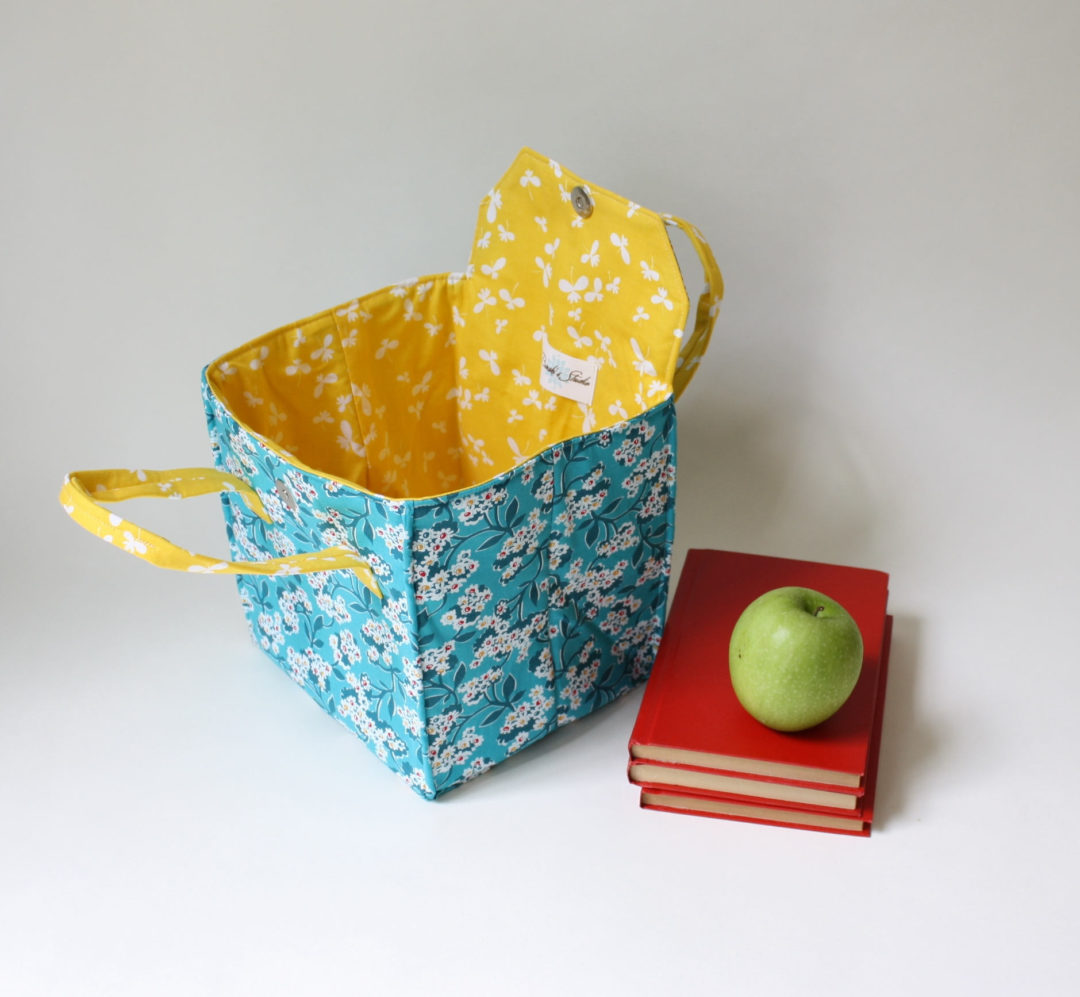 Floral and Mustard Lunch Bag with Magnetic Snap | Binski's Studio